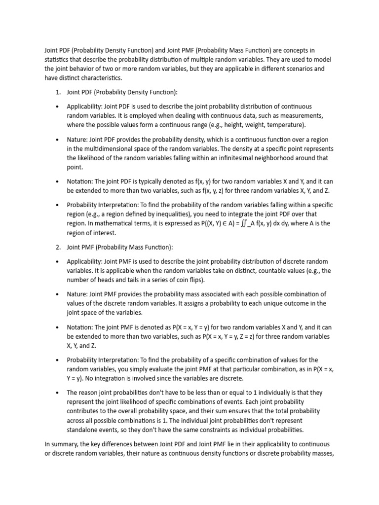Joint Probability Distribution | PDF | Probability Density Function | Probability Distribution