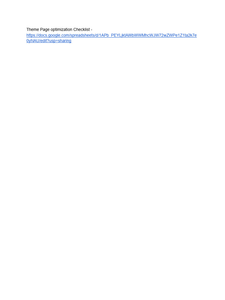 Theme Page Optimization Checklist | PDF