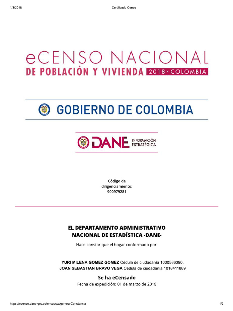 Certificado Censo | PDF