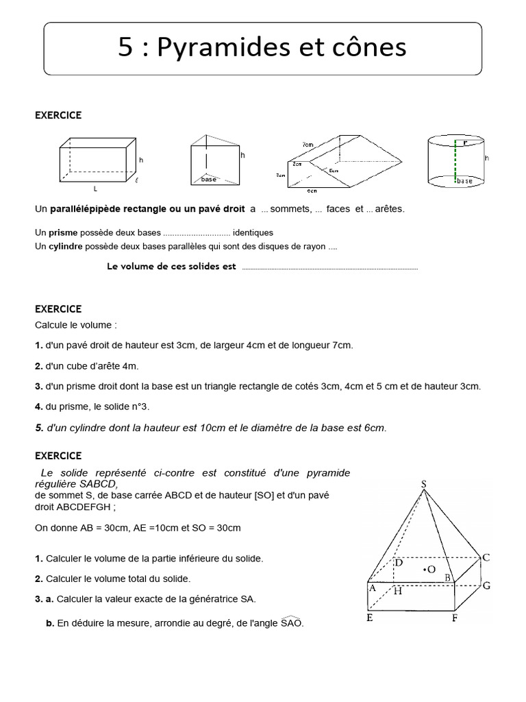 Workbook 3 Pyramides | PDF | Zone | Géométrie convexe