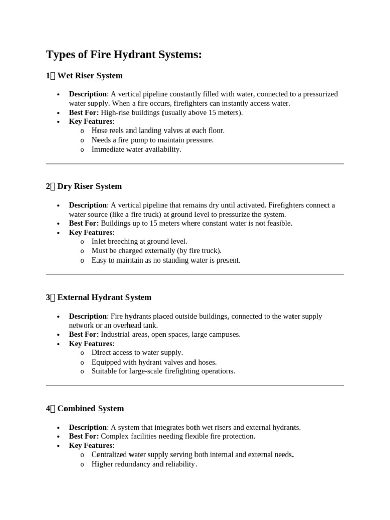 Types of Fire Hydrant Systems Explained | PDF | Fire Sprinkler System ...