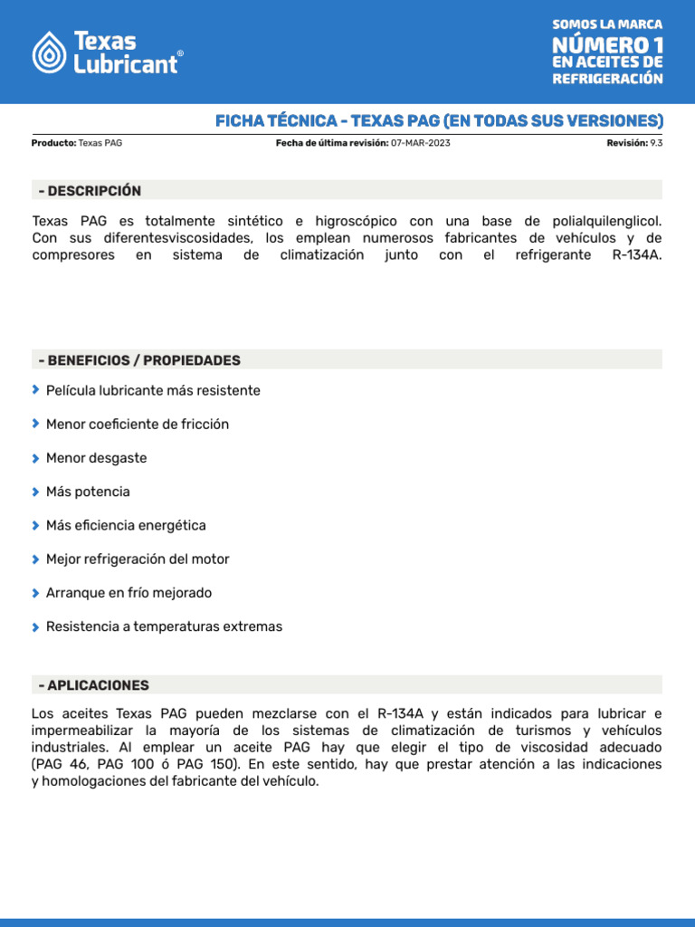 Ficha Tecnica Texas PAG | PDF | Ingeniería mecánica