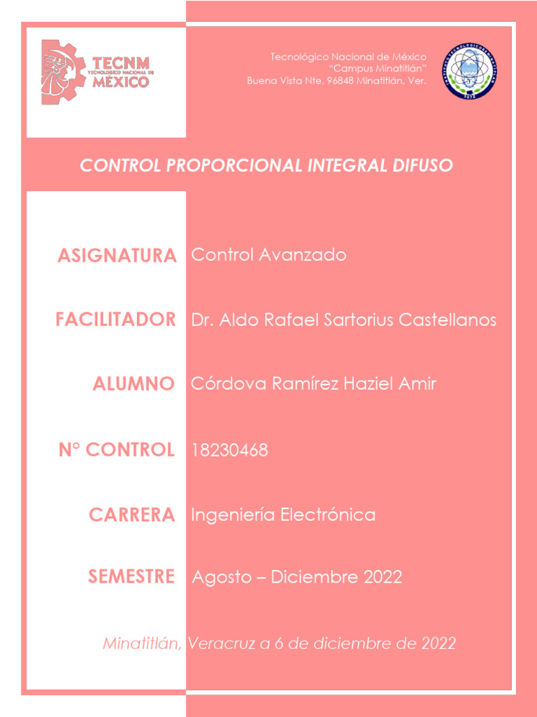 Práctica de Control Proporcional Integral Difuso | PDF | Lógica difusa