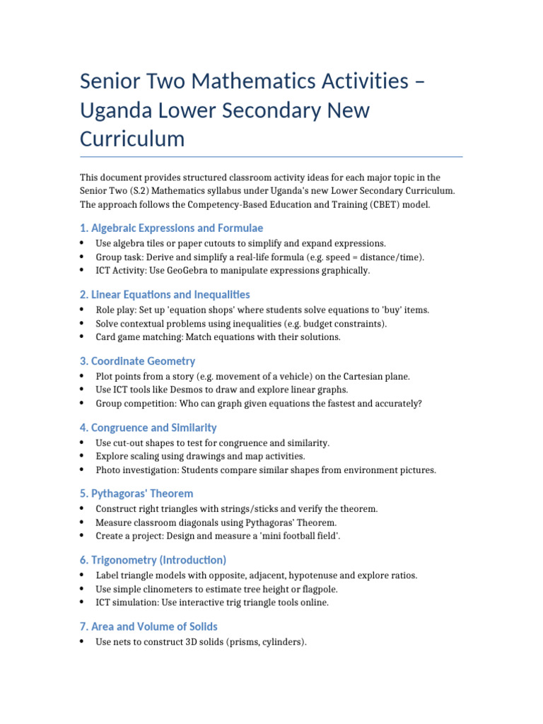 S2 Mathematics Activities Lower New Curriculum | PDF | Equations ...