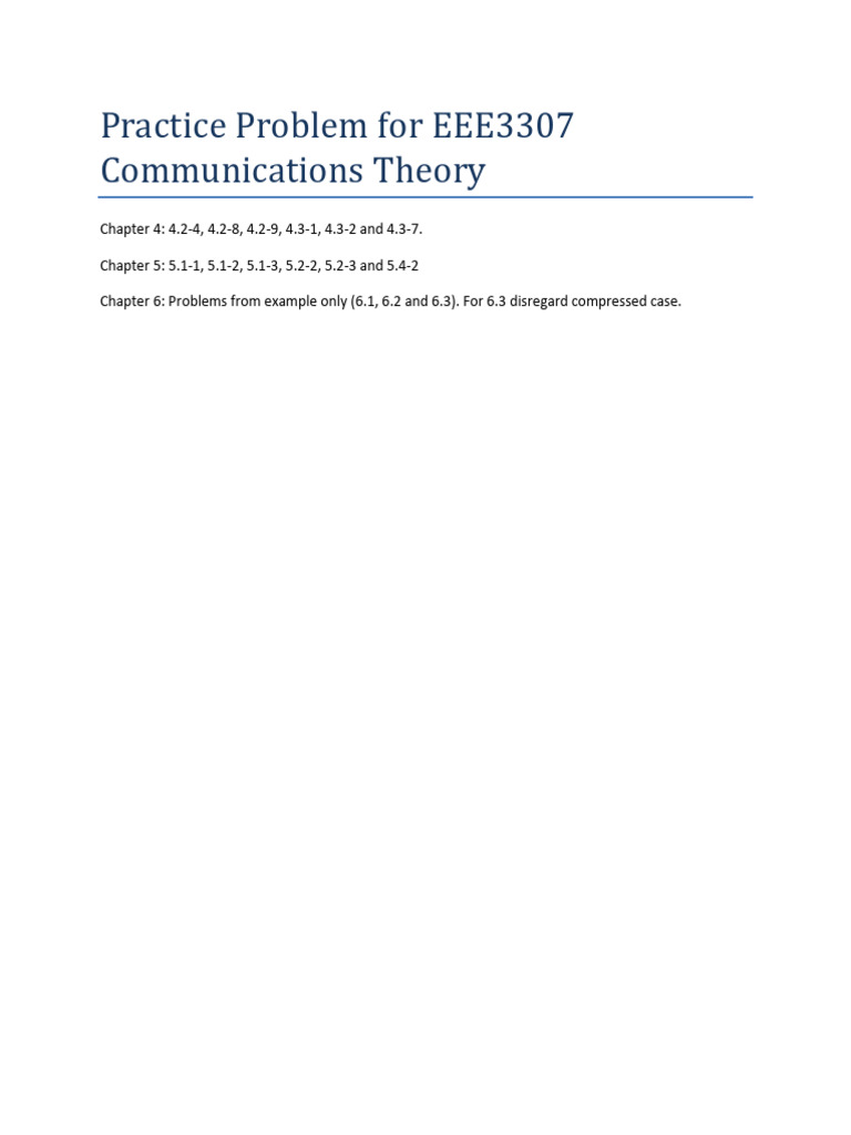 EEE3307 Communications Theory Problems | PDF