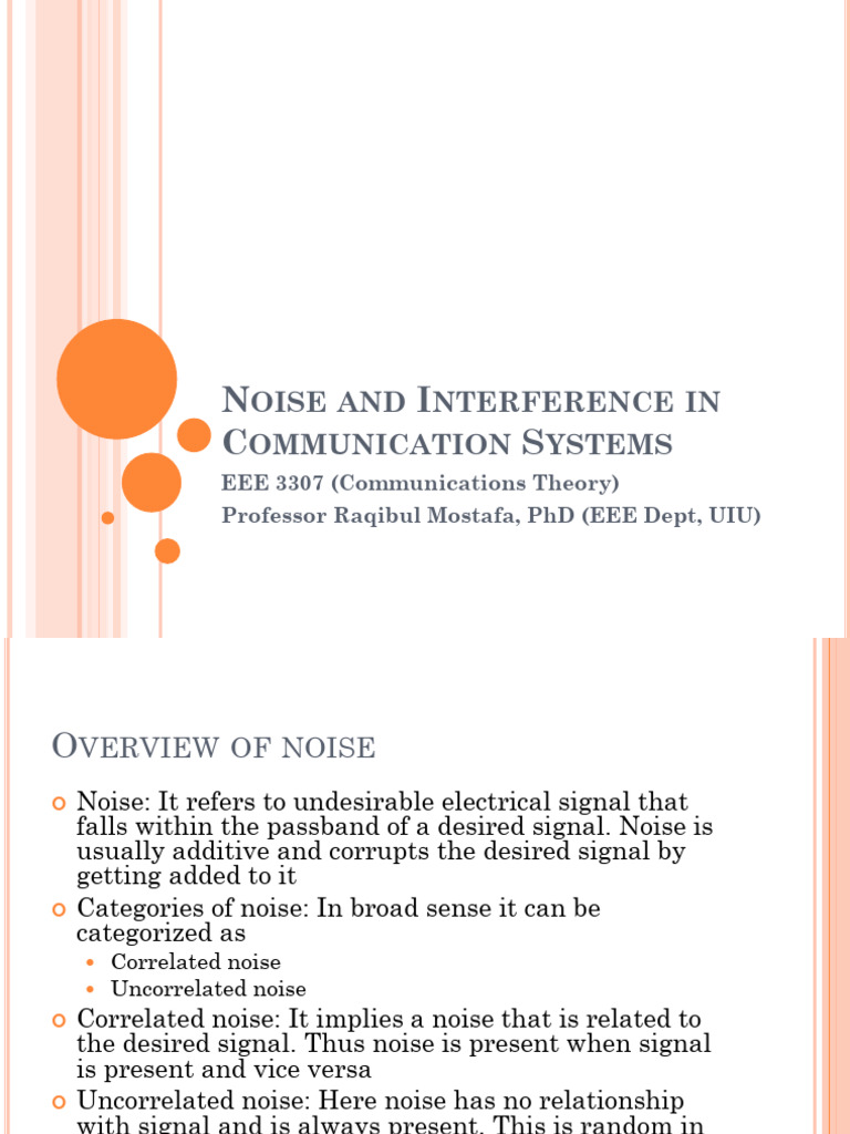 Noise and Interference in Communication Systems V2 | PDF | Signal To ...