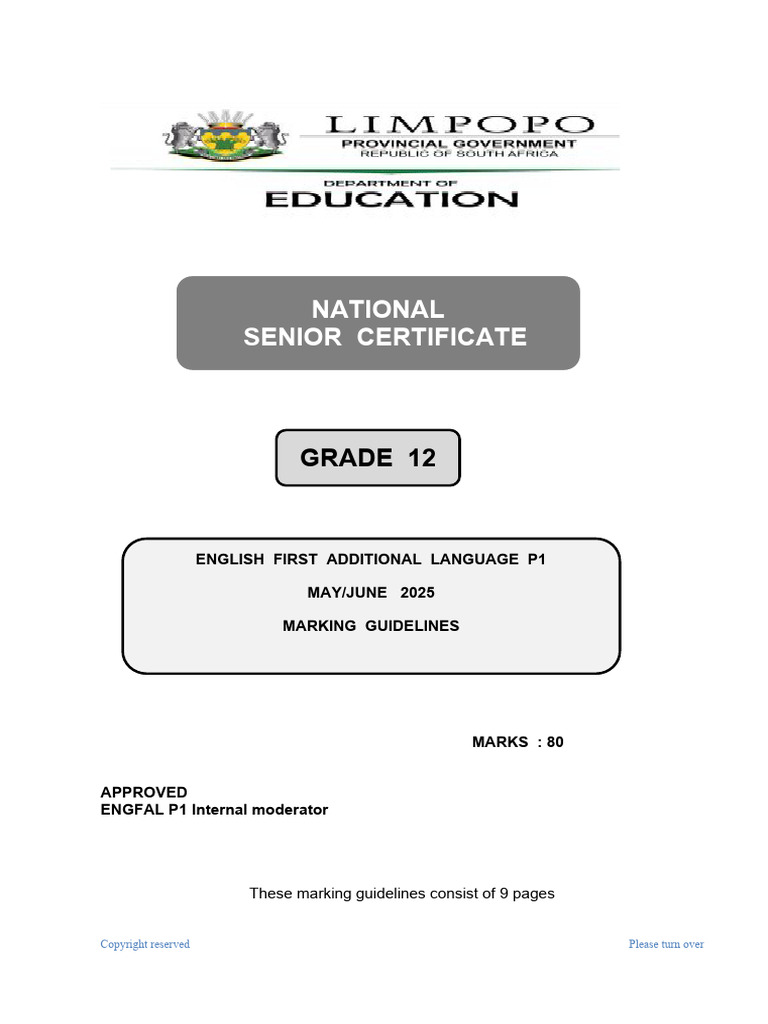 English Fal P1 June 2025 Marking Guidelines | PDF | Banks | Debit Card