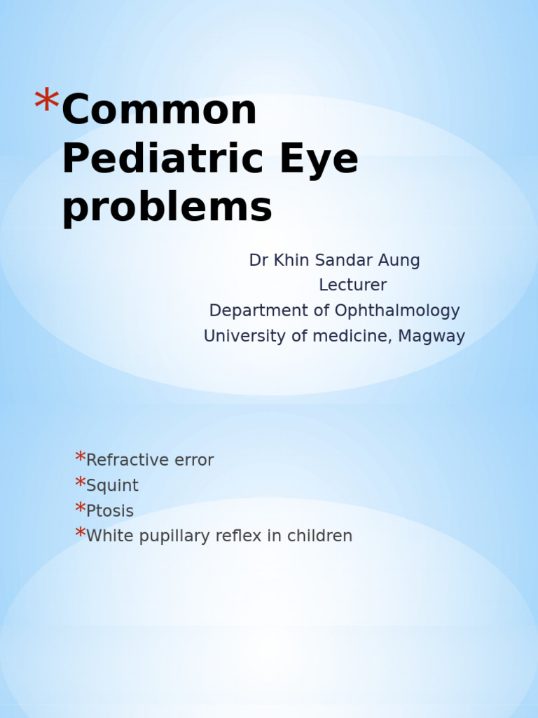 Common Pediatric Eye Problems | PDF | Medical Specialties | Diseases And Disorders