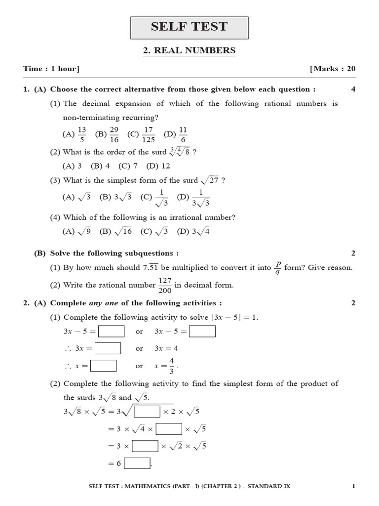 Maths Chapter 1 Set Answer | PDF | Mathematics | Arithmetic
