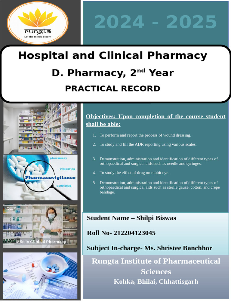 D. Pharmacy 2nd Year Practical Objectives | PDF