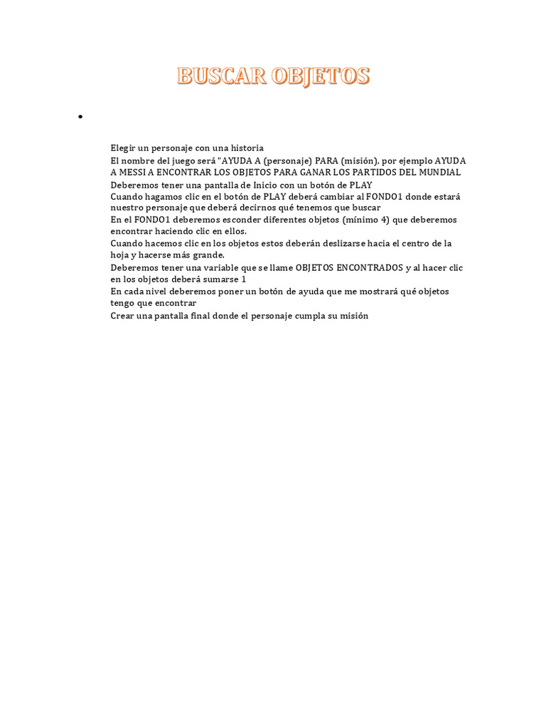 Juego de Buscar Objetos Perdidos | PDF