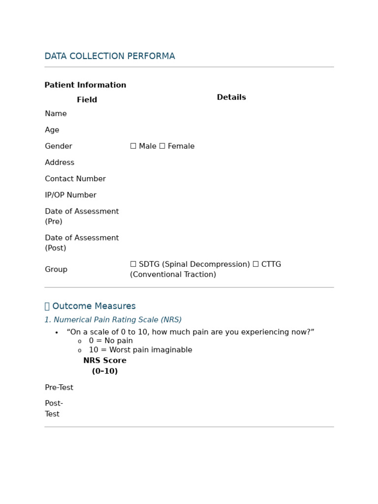 Data Collection Proforma | PDF