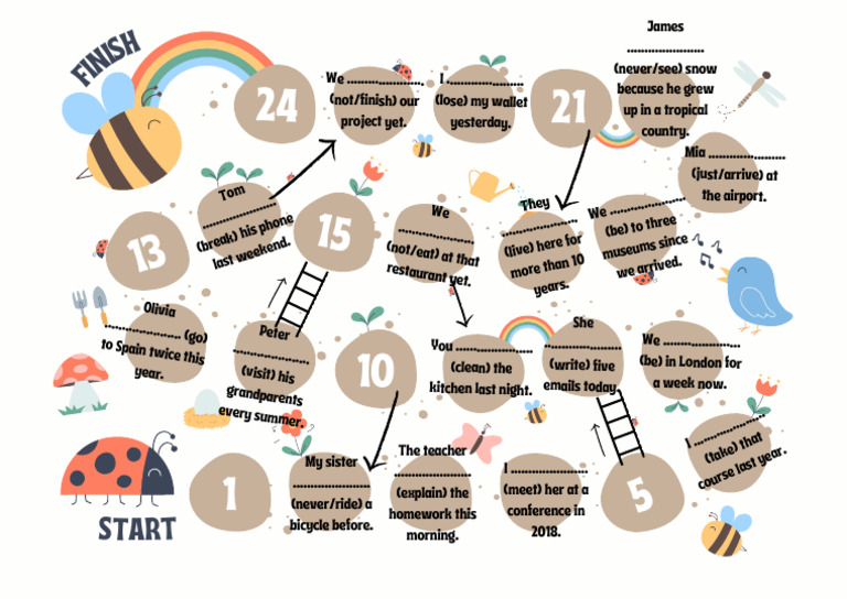 Spring Board Game Worksheet in Colorful Illustrative Style | PDF