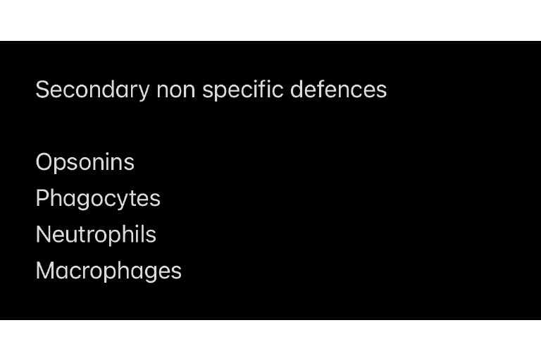 Secondary Non Specific Defences For Biology | PDF