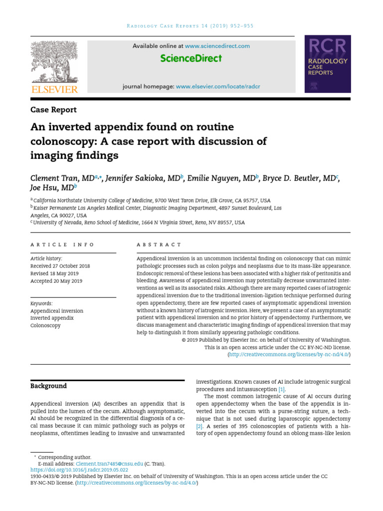 An Inverted Appendix Found On Routine Colonos | PDF | Colonoscopy ...