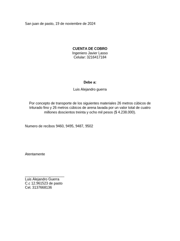 Cuenta de Cobro | PDF