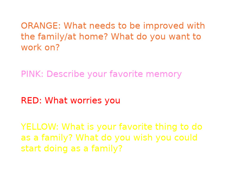 Family Dynamics Starburst Questions | PDF