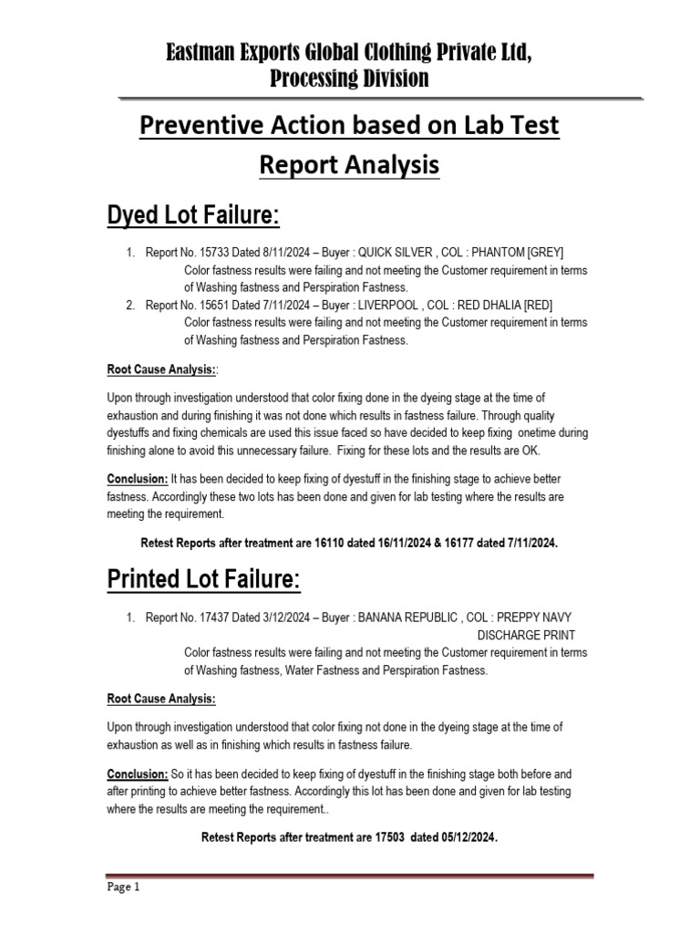 Lab Test Failures & Solutions in Dyeing | PDF