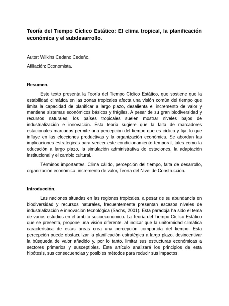 Teoría Del Tiempo Cíclico Estático | PDF | Planificación | Clima