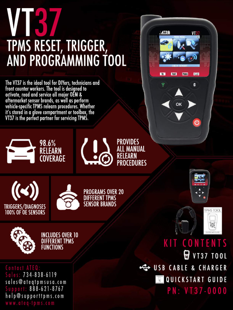 VT37 TPMS Reset and Programming Tool | PDF