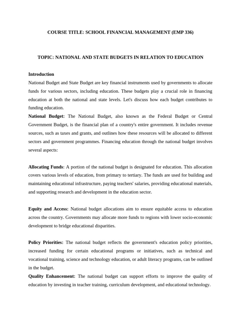 Emp 336 General Material | PDF | Government Budget | Private School