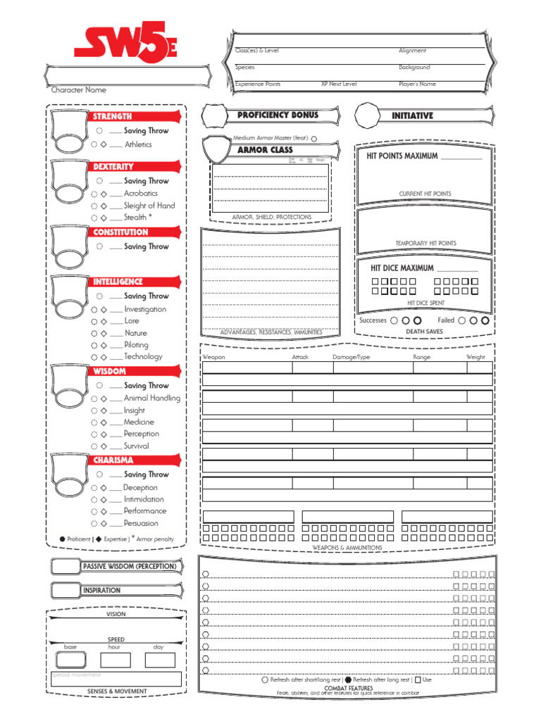 Character Sheet for RPG Combat Stats | PDF | Role Playing | Tabletop Games