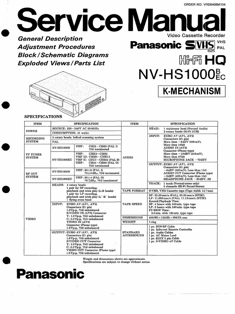 NV HS1000 | PDF