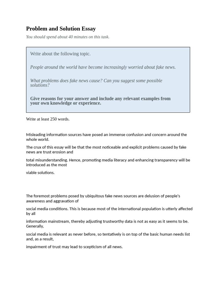 Fake News - Problem Solution Essay HW | PDF