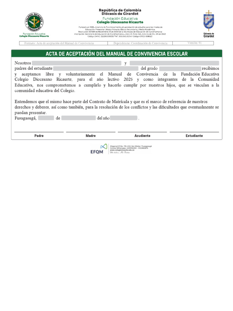 Acta de Aceptacion Manual 2023 | PDF