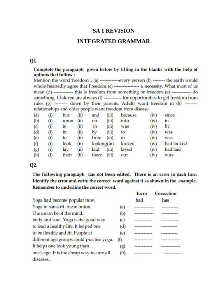 Integrated Grammar Revision Guide | PDF