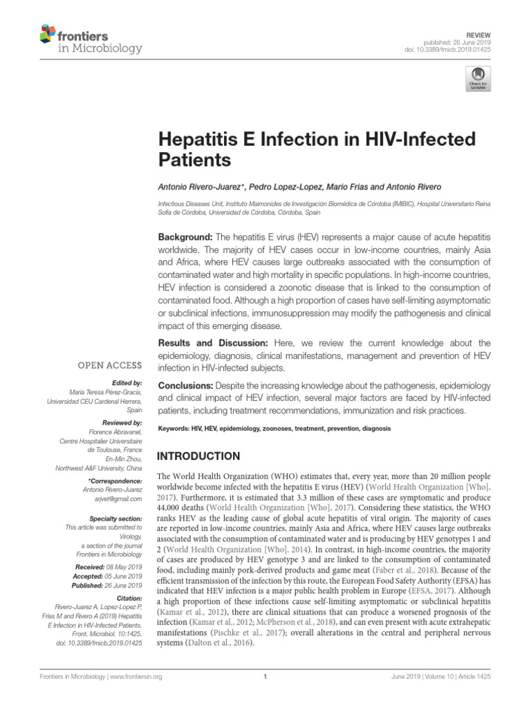 Hepatitis E Infection in HIV-Infected Patients | PDF | Infection ...