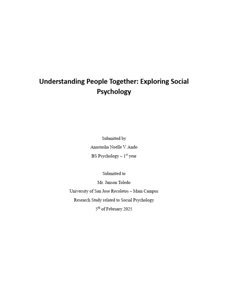Understanding People Together PDF | PDF | Social Psychology | Psychology