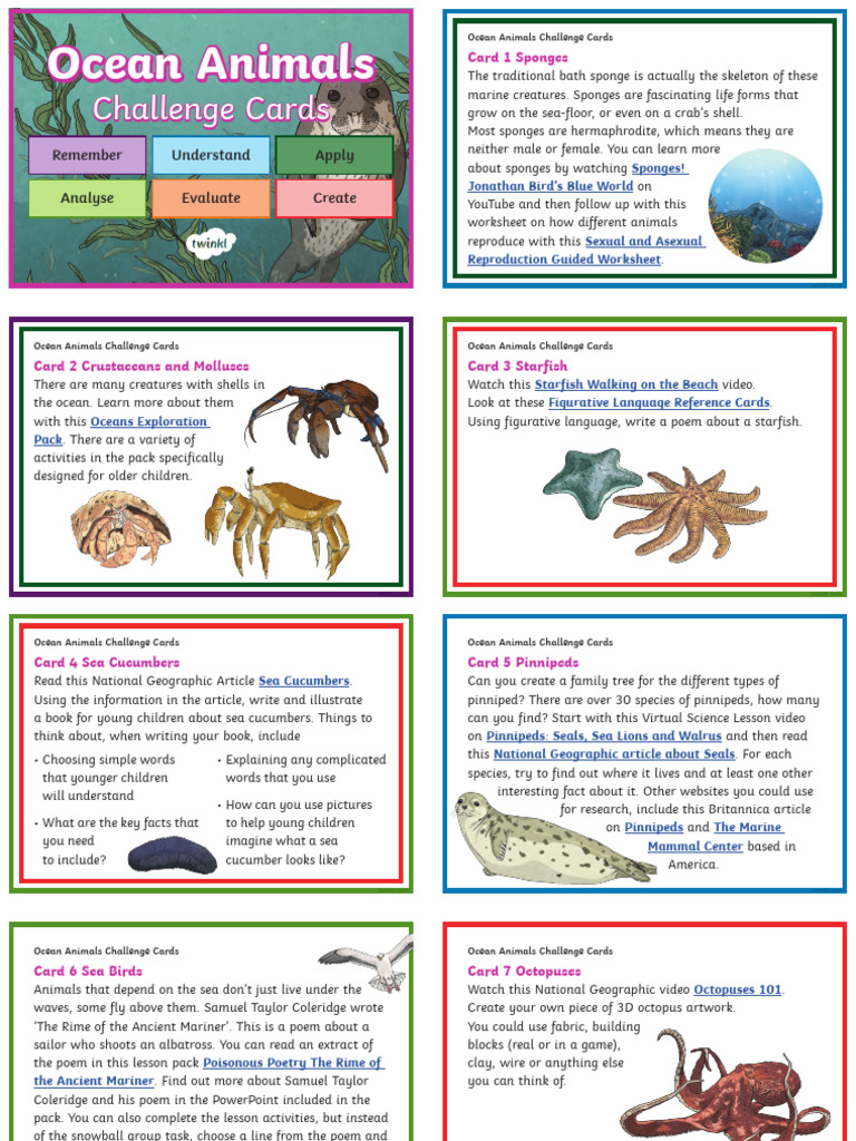 T TP 2682771 Ocean Animals Challenge Cards Ver 1 | PDF | Pinniped