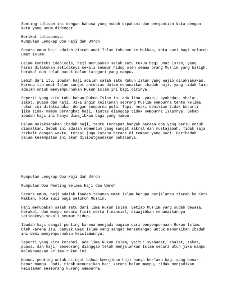 Kumpulan Doa Haji dan Umroh Lengkap | PDF