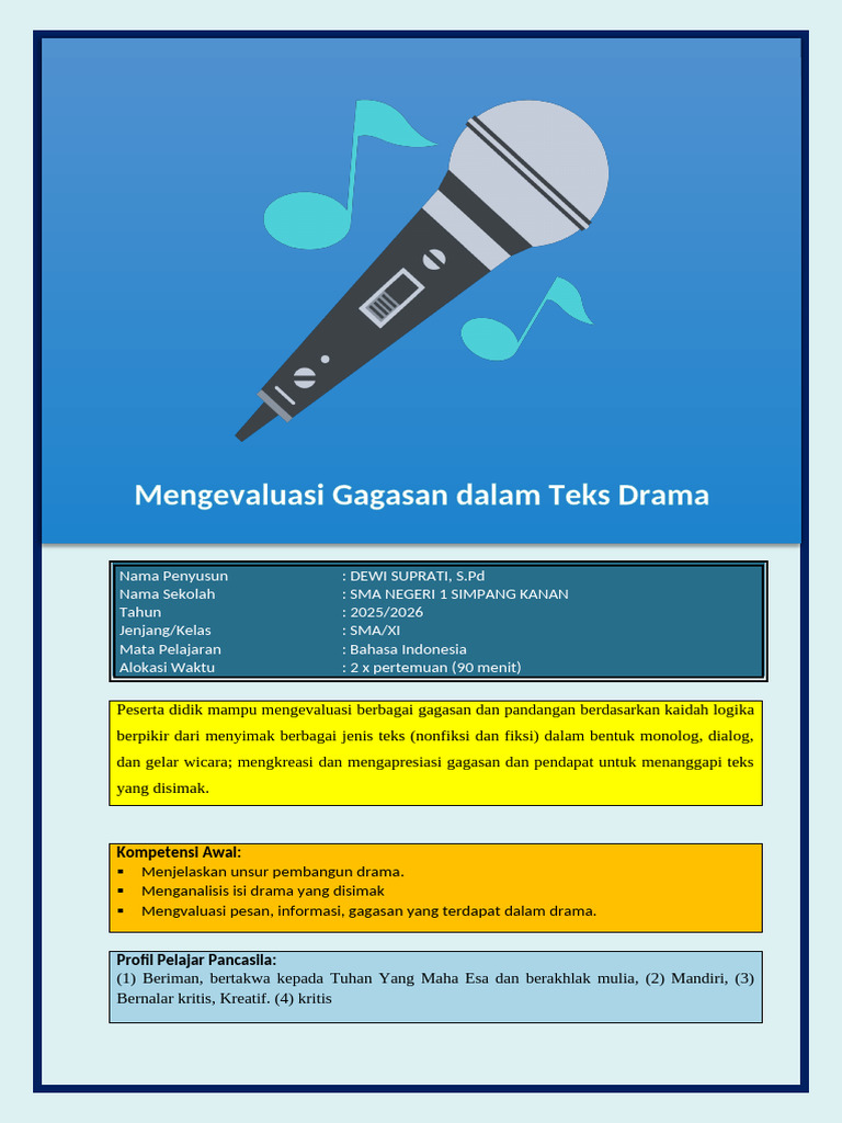Evaluasi Gagasan dalam Drama SMA XI | PDF