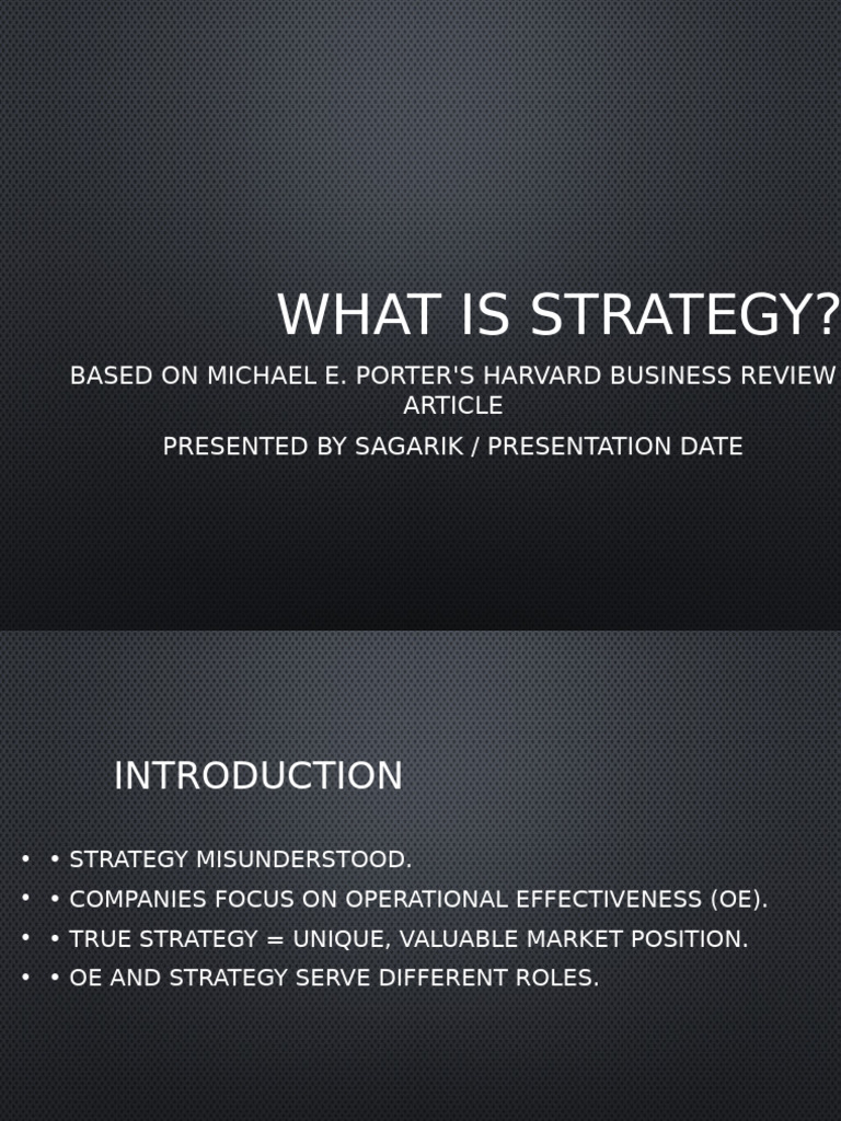 Understanding Strategy vs. Operational Effectiveness | PDF