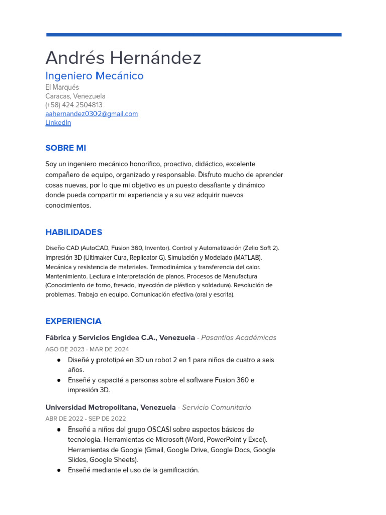 Curr Culum Andr S Hern Ndez | PDF