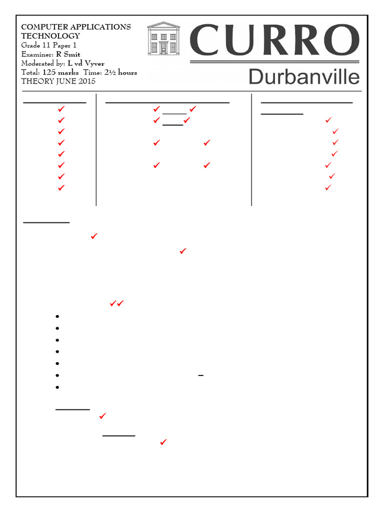 Grade 11 Computer Applications Exam | PDF | Computer Data Storage ...