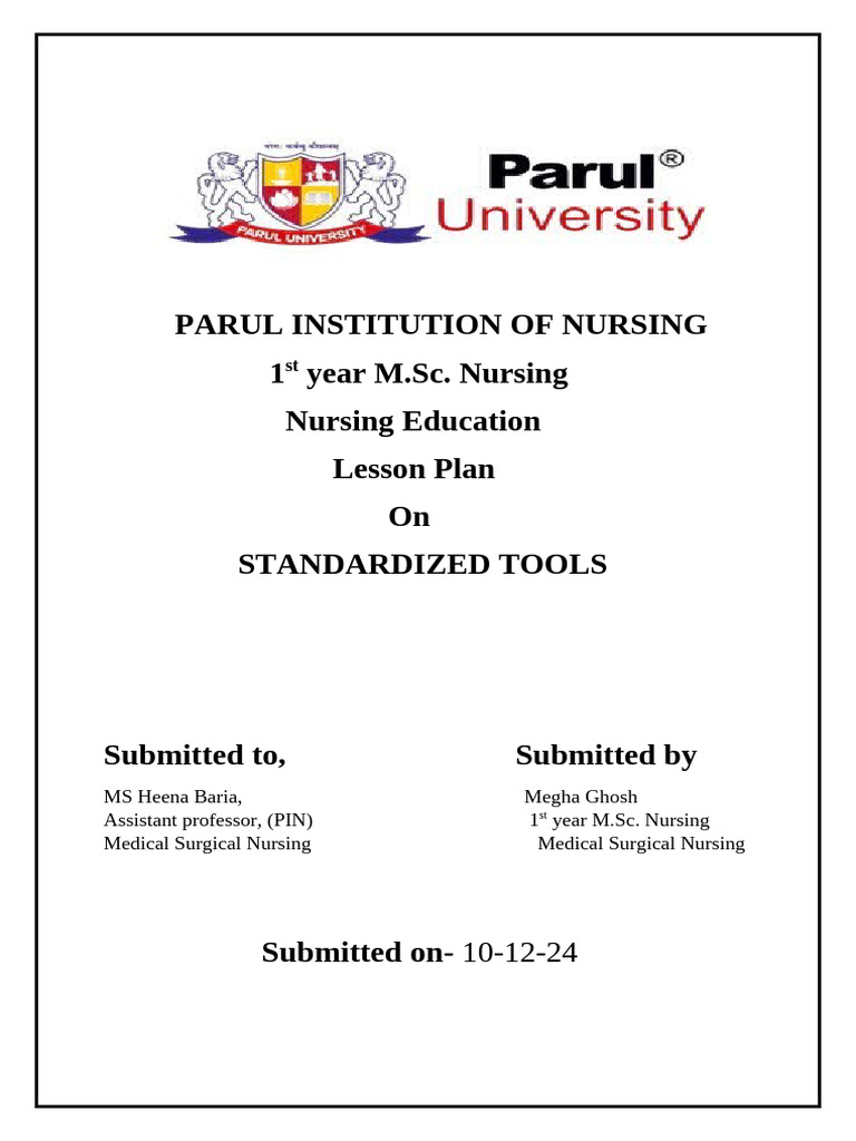 Lesson Plan On Standardized Tools | PDF | Intelligence Quotient | Intellectual Disability