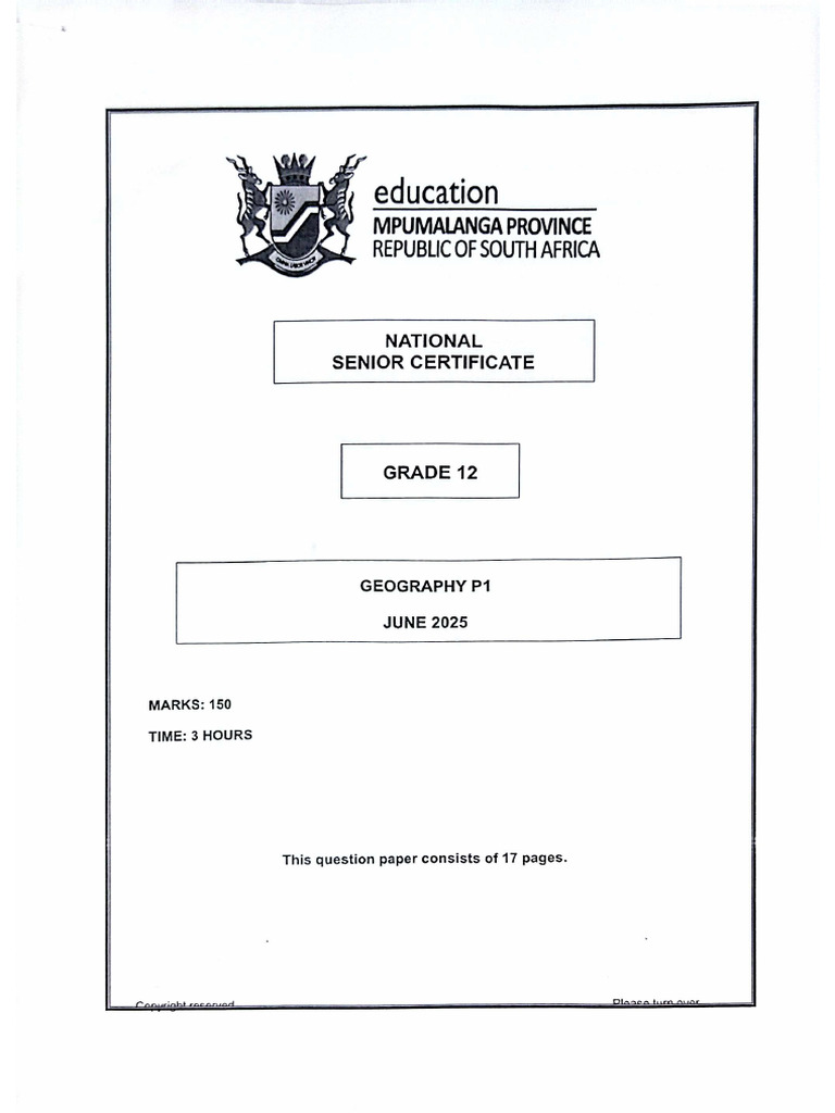 Geo p1 June 2025 Mpumalanga QP | PDF