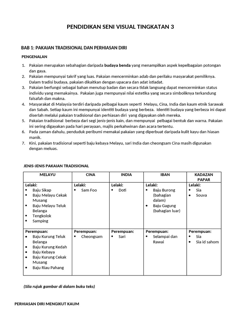NOTA Pendidikan Seni Visual Tingkatan 3 BAB 1 | PDF