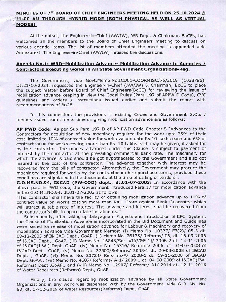 Mobilization Advance Restoration Minutes of Meeting | PDF