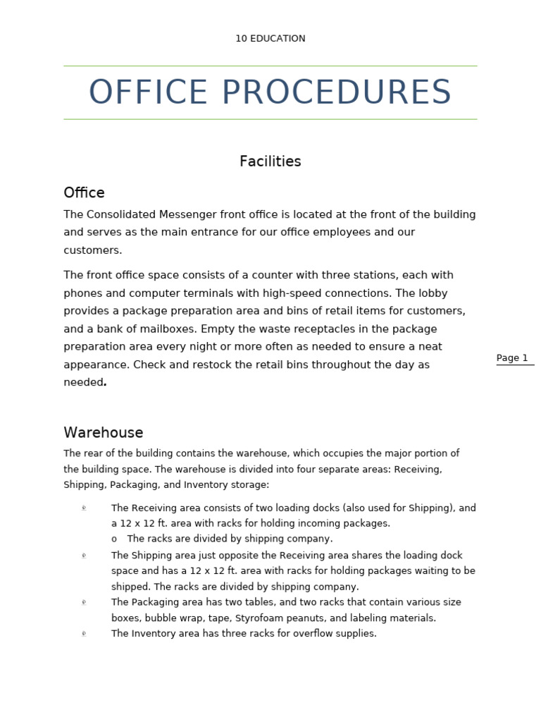 Office Procedures and Shipping Guide | PDF | Warehouse