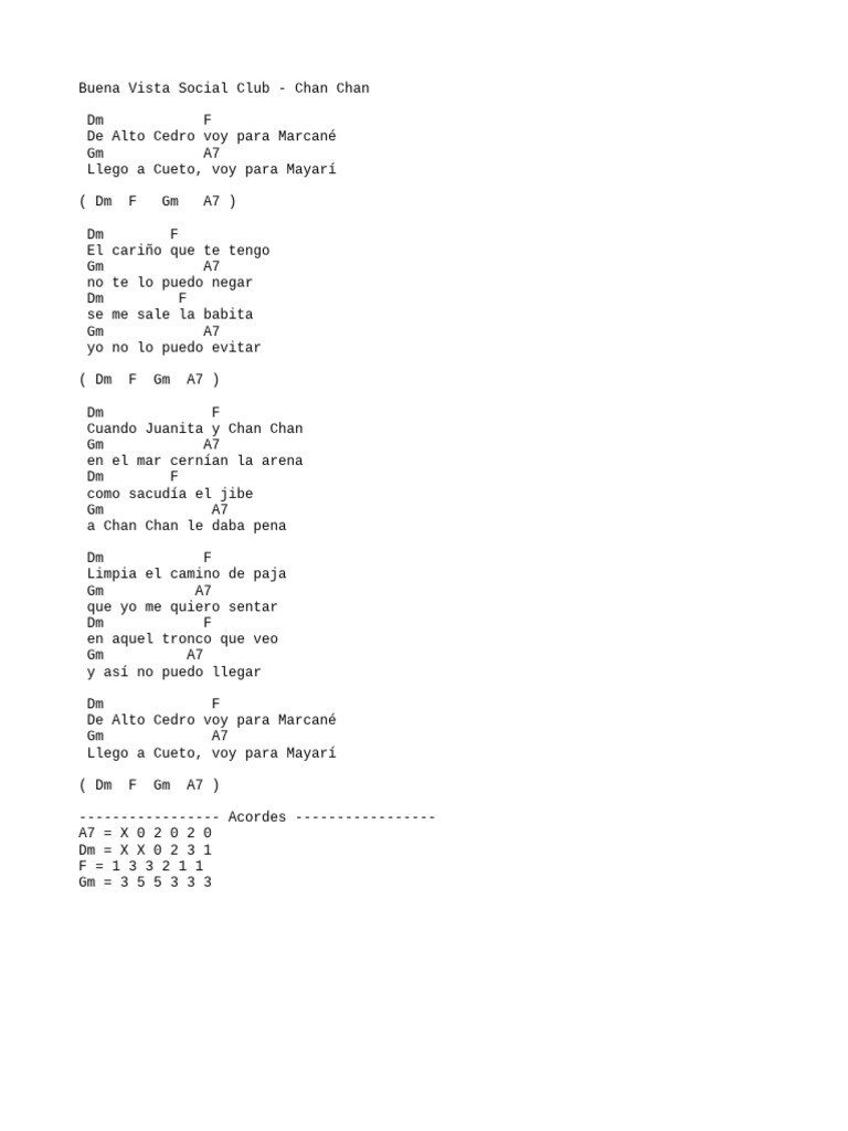 Buena Vista Social Club - Chan Chan | PDF