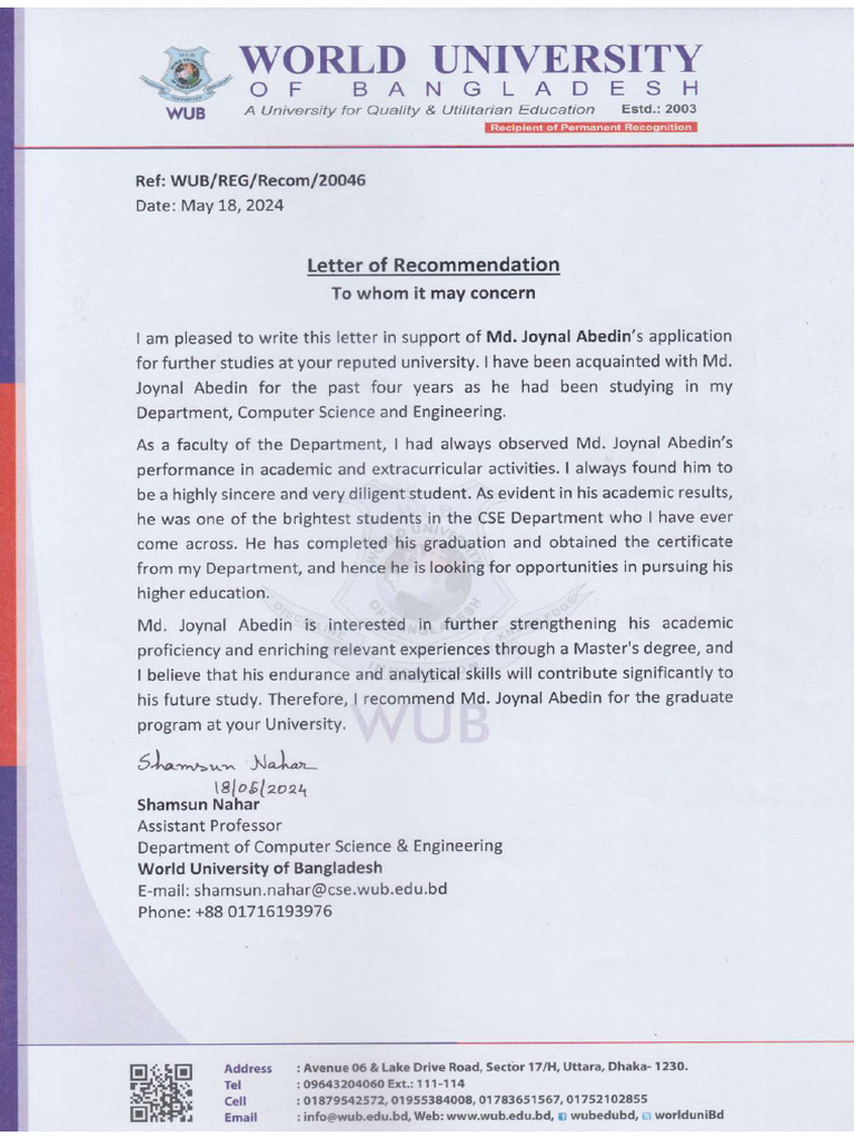 Recommendation Letter 1 | PDF