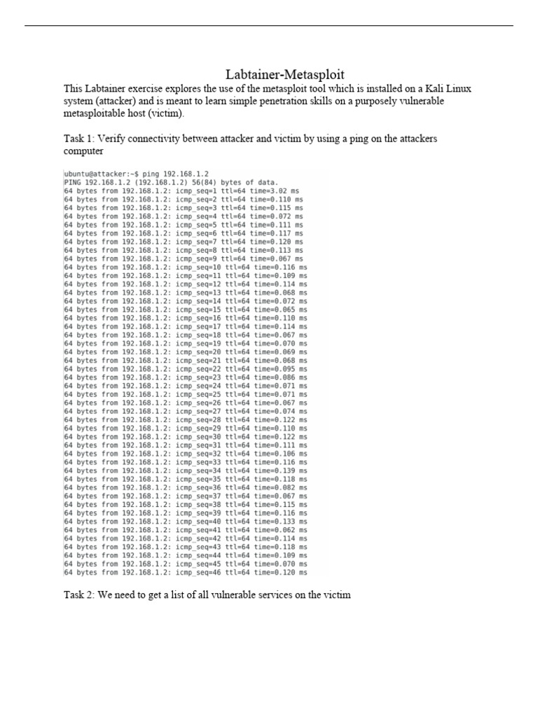 Labtainer Metasploit PDF | PDF | Security Engineering | Computing