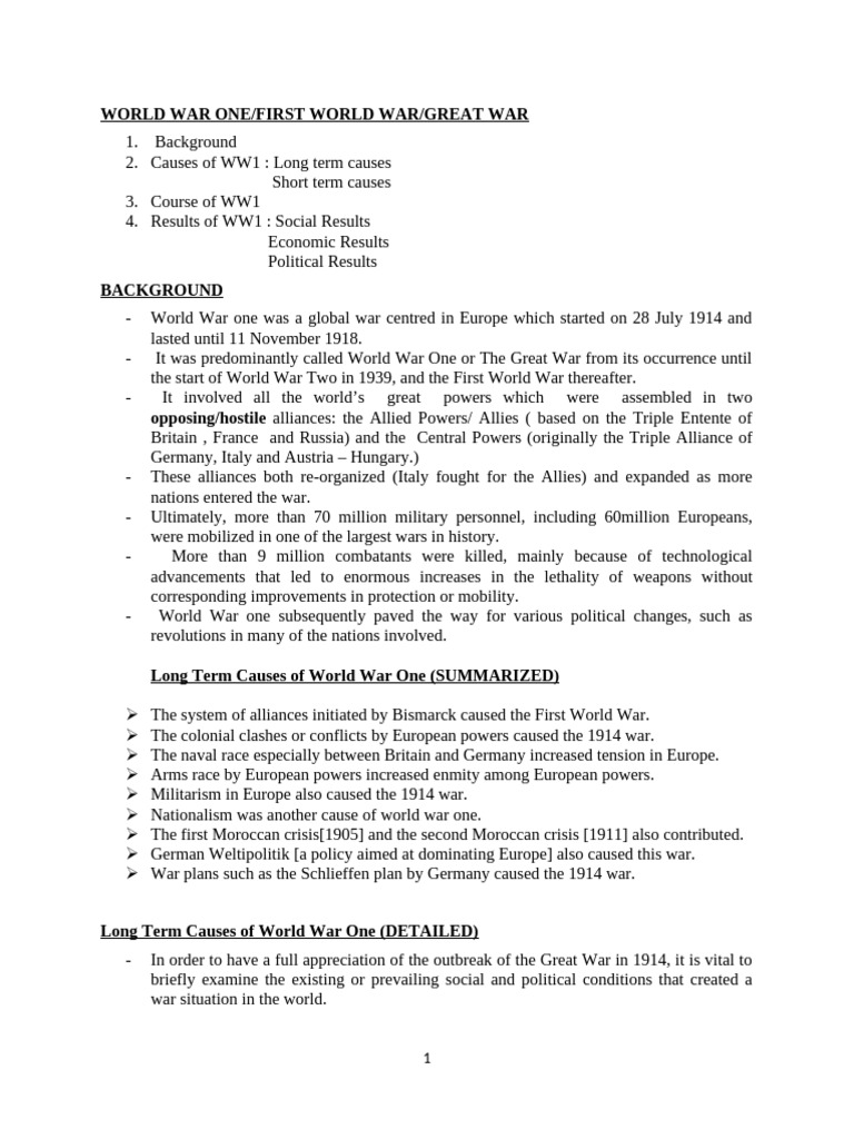 Causes of World War One Explained | PDF | Balkans | Allies Of World War I