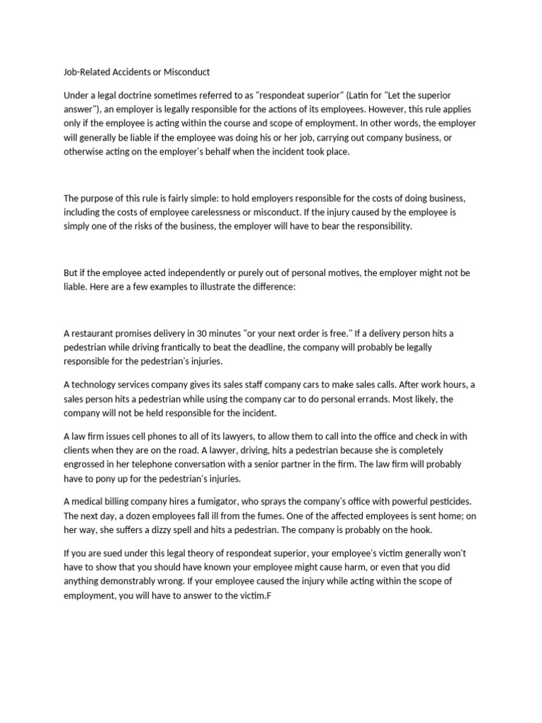 Job Related Acc WPS Office | PDF | Vicarious Liability | Legal Liability