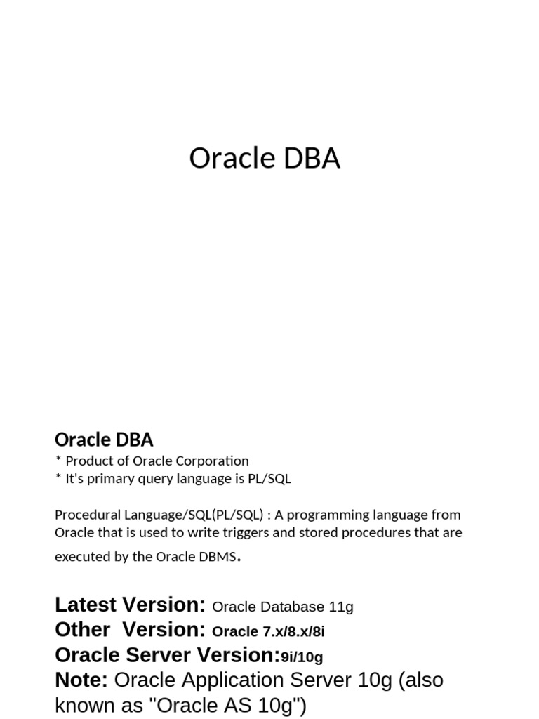 Oracle DBA | PDF | Databases | Oracle Database