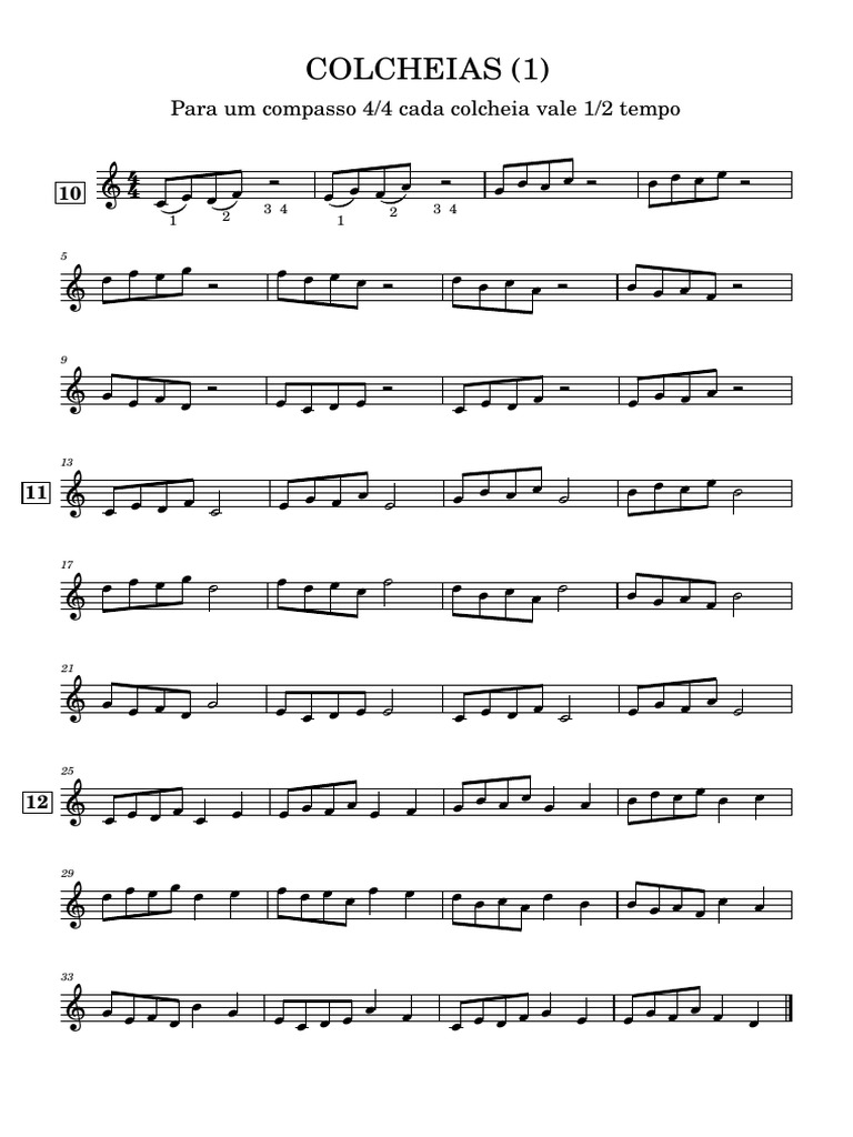 Exercícios de Colcheias | PDF